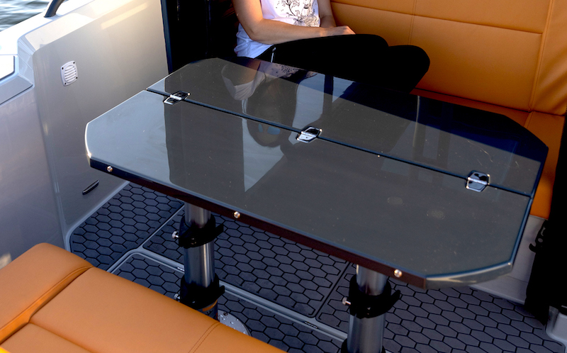 Table on aft. deck - XO Boats